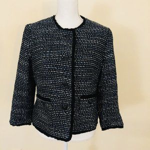 Anne Klein | Jackets & Coats | Anne Klein Womens Fringetrim Tweed Jacket 68 | Poshmark